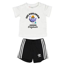 Adidas 2tlg. Outfit in Wei&szlig;/ Schwarz - 75% | Gr&ouml;&szlig;e 68 | Kinder-outdoorhosen
