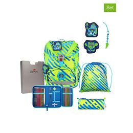 DerDieDas 6tlg. Schulranzen-Set "ErgoFlex NEON Set" in Gr&uuml;n - (B)28 x (H)38 x (T)25 cm - 49% | Buero-schulbedarf