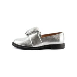 loft37 Leder-Mokassins "Cross The Line" in Silber - 52% | Gr&ouml;&szlig;e 39 | Damen-schuhe-halbschuhe
