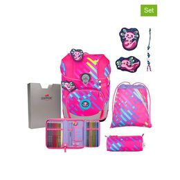 DerDieDas 6tlg. Schulranzen-Set "ErgoFlex Tiny NEON Set" in Pink - (B)30 x (H)38 x (T)23 cm - 49% | Buero-schulbedarf