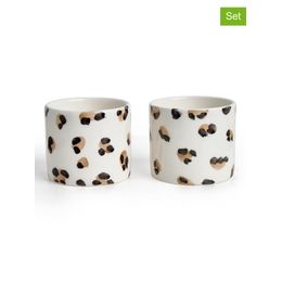 Madre Selva 2er-Set: Becher "Cheetah" in Wei&szlig;/ Beige - (H)7 cm - 51% | Gedeckter-tisch
