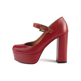 loft37 Leder-Spangenpumps in Rot - 56% | Gr&ouml;&szlig;e 41 | Pumps