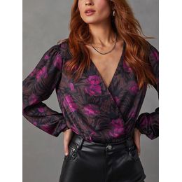 LA Angels Bluse in Schwarz/ Lila - 61% | Gr&ouml;&szlig;e XL | Damen-blusen