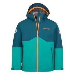 Trollkids Regenjacke "Gjende" in Gr&uuml;n/ Blau/ Orange - 41% | Gr&ouml;&szlig;e 140 | Kinder-outdoor-jacken