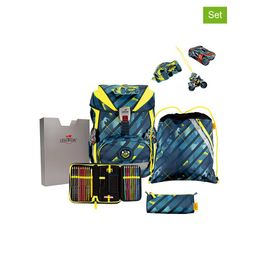 DerDieDas 6tlg. Schulranzen-Set "ErgoFlex Set" in Dunkelblau - (B)28 x (H)38 x (T)25 cm - 47% | Buero-schulbedarf