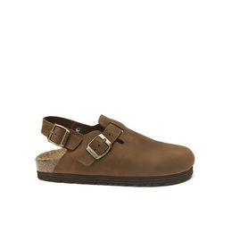 Mandel Leder-Clogs in Dunkelbrau - 60% | Gr&ouml;&szlig;e 44 | Herren-hausschuhe