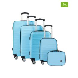 Canadian Peak 5tlg. Hardcase-Trolleyset "Solomuneak" in Hellblau - 75% | Damen-koffer-reisegepaeck