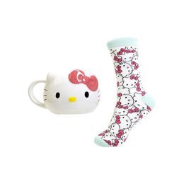 Hello Kitty 2tlg. Set: Tasse und Socken "Hello Kitty" in Wei&szlig;/ Bunt - 43% | Gedeckter-tisch
