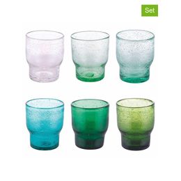 Villa d ́Este 6er-Set: Wassergl&auml;ser "Unico" in Transparent/ Gr&uuml;n/ Blau - 325 ml - 45% | Gedeckter-tisch