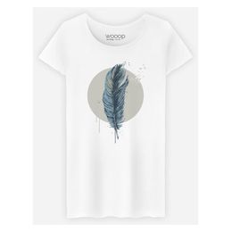 WOOOP Shirt "Feather In A Circle" in Wei&szlig; - 57% | Gr&ouml;&szlig;e L | Damen-tops