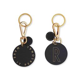 Design Letters Schl&uuml;sselanh&auml;nger "R" in Schwarz/ Gold - 70% | Portemonnaies-etuis