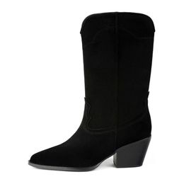 loft37 Leder-Westernstiefel "Rock Me Slow" in Schwarz - 63% | Gr&ouml;&szlig;e 39 | Damen-stiefel