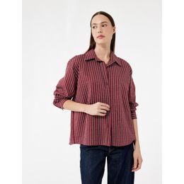 KOTON Bluse Damen Gr&ouml;&szlig;e L bordeaux / schwarz / wei&szlig;