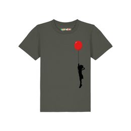 Watabout.kids T-Shirt 'M&auml;dchen mit Luftballon' Jungen Gr&ouml;&szlig;e 104 oliv / rot / schwarz