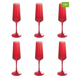 Villa d ́Este 6er-Set: Sektgl&auml;ser in Rot - 250 ml - 40% | Gedeckter-tisch