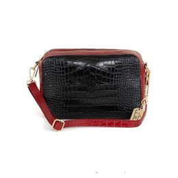 Anna Morellini Leder-Umh&auml;ngetasche "Donatella" in Schwarz/ Rot - (B)25 x (H)16 x (T)9 cm - 81% | Damen-taschen