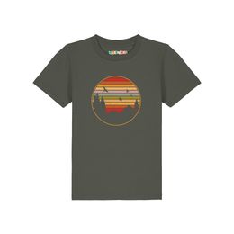 Watabout.kids T-Shirt 'Sunset Berge & Tannen' Jungen Gr&ouml;&szlig;e 128 himmelblau / dunkelgelb / khaki / rot