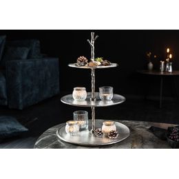 Riess Ambiente Design Etagere ABSTRACT 50cm silber mit drei Etagen Riess-Ambiente Modern & Design