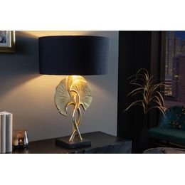 Riess Ambiente Dekorative Tischlampe GINKGO 62cm schwarz gold Metall Skulptur Leuchte mit Marmorfu&szlig; Riess-Ambiente Glamour Modern Natur