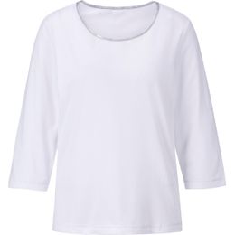 CR&Eacute;ATION L Damen 3/4-Arm-Shirt mit silberfarbenen Details wei&szlig; Gr&ouml;&szlig;e 46