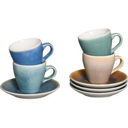 Creatable Espressotasse &raquo;Caldera Mix, Espresso-Set, 8-tlg.&laquo; Reaktivglasur bunt Steinzeug