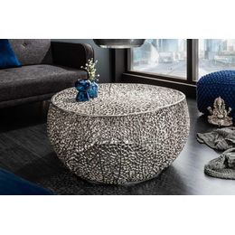 Riess Ambiente Filigraner Design Couchtisch ABSTRACT LEAF 80cm silber Handarbeit Riess-Ambiente Sofatisch Wohnzimmertisch Glamour Modern