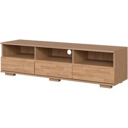 OTTO home Lowboard &raquo;VETRO Teilmassiv, Fronten Massivholz, Wohnzimmer, Stauraum,Griffmulde&laquo; B/T/H:150/40/40 cm, 3 Schubladen, 3 offene F&auml;cher, 
