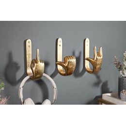 Riess Ambiente Extravagante Kleiderhaken FINGERS gold Metall-Aluminium 3er Set Wandgarderobe Riess-Ambiente Glamour