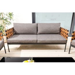 Riess Ambiente In- und Outdoor Lounge-Sofa UNIQUE 185cm schwarz braun grau Aluminium 2-Sitzer inkl. Kissen Riess-Ambiente Industrie & Loft Modern Skandinavisch