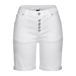 Lascana Damen Lascana Bermudas mit Knopfleiste, Baumwollstretch, kurze Hose wei&szlig; 44, N-Gr
