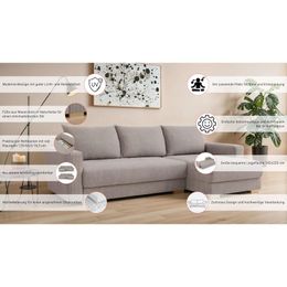 Home Affaire Ecksofa &raquo;MAGHERA universell Schlafsofa mit Bettkasten, Ma&szlig;e B/T/H: 255/142/84cm&laquo; L-Form mit Recamiere rechts oder links montierbar, hoher