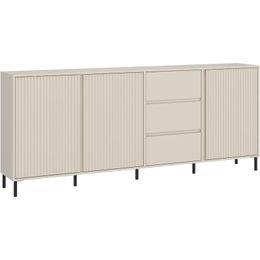 Home Affaire Sideboard &raquo;AVENALE&laquo; Sideboard mit Metallf&uuml;&szlig;en, Breite 212 cm, Fronten geriffelt Holzwerkstoff, MDF, Melamin