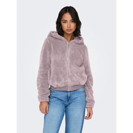 Only Damen Only Kapuzenpl&uuml;schjacke &raquo;ONLNEWANNA CONTACT SHERPA JKT OTW NOOS&laquo; mit Kapuze Kunstfaser L