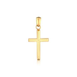 Kuzzoi Herren Kettenanh&auml;nger &raquo;Kreuz Modern 925 Silber&laquo; gold