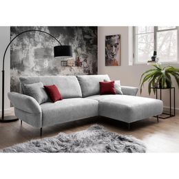 Home Affaire Ecksofa &raquo;Amarena L-Form&laquo; inklusive Armlehnenverstellfunktion, 4x Zierkissen gratis silber 100% Polyester