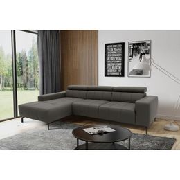 DOMO collection Ecksofa &raquo;Cunelli tolle Sitzn&auml;hte als Designelement, fester Sitzkomfort, L-Form&laquo; wahlweise mit 6-fach verstellbarer Kopfteilverstellung