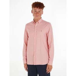 Tommy Hilfiger Herren Langarmhemd &raquo;FLEX DOBBY Slim Fit SHIRT&laquo; mit Knopfleiste rosa 3XL, N-Gr