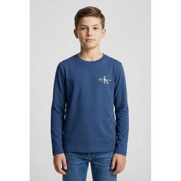 Calvin Klein Jeans Kinder Langarmshirt &raquo;Chest Monologo Ls T-Shirt&laquo; f&uuml;r Kinder bis 16 Jahre und mit Logoschriftzug blau 14 (164)