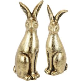 I.GE.A. Osterhase &raquo;Hasen Paar, Ostern&laquo; Dekofigur, Osterdeko, Osterfigur gold Terrakotta