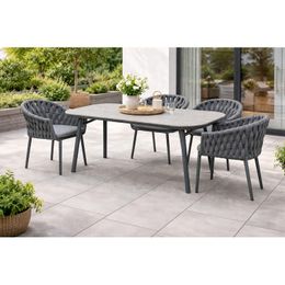 Destiny Garten-Essgruppe &raquo;MOLINO SAN MARINO Essgruppe 4 Se + Tisch OV 180x90cm anthr.&laquo; Set Aluminium, Wicker/Kunststoffgeflecht