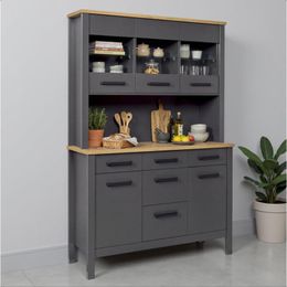 Inter Link Buffet &raquo;Veneto&laquo; 1 Stk. tlg. Stauraum-Modul, passend zur Modularen K&uuml;che, 130x45x195,5 cm Holzwerkstoff, MDF, Sicherheitsglas