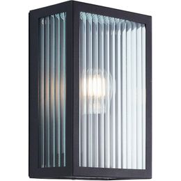 OTTO home Au&szlig;en-Wandleuchte &raquo;Gerrin - Au&szlig;enleuchte&laquo; E27 1 Stk. Riffelglas, E27, IP44, Metall/Glas, schwarz, Wandlampe, Outdoor, Lampe
