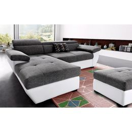 COTTA Ecksofa &raquo;Speedway L-Form&laquo; mit Kopfteilverstellung, wahlweise mit Bettfunktion & Bettkasten Edles Flachgewebe ( 100% Polyester ) / Feine Struktur
