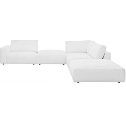 Musterring Ecksofa &raquo;LUCIA L-Form&laquo; in vielen Qualit&auml;ten und 4 verschieden N&auml;hten wei&szlig; Flachgewebe FLORIS (100% Polyester);Flachgewebe VALMONT (60% Baumwolle/ 40% 