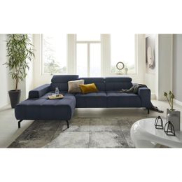 DOMO collection Ecksofa &raquo;Cunelli tolle Sitzn&auml;hte als Designelement, fester Sitzkomfort, L-Form&laquo; wahlweise mit 6-fach verstellbarer Kopfteilverstellung