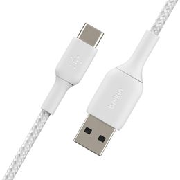 Belkin USB-Kabel &raquo;USB-C/USB-A Kabel ummantelt, 1m&laquo; USB Typ A USB-C 100 cm wei&szlig; BoostCharge