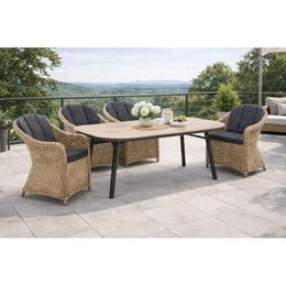 Destiny Garten-Essgruppe &raquo;MALAGA SAN MARINO Essgruppe 4 Se + Tisch OV 180x90cm holzf.&laquo; Set Aluminium, Wicker/Kunststoffgeflecht