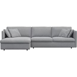 FLEXLUX Ecksofa &raquo;Lovane&laquo; Weich & anschmiegsam, gro&szlig;e Sitztiefe auf Kaltschaum, Dekokissen inkl. grau 100% Polyester