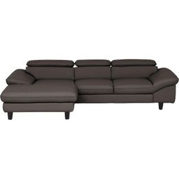 Home Affaire Ecksofa &raquo;Pilot L-Form&laquo; mit Kopfteilverstellung, wahlweise mit Bettfunktion & Bettkasten braun 100% Polyester, Feinstruktur 75000 