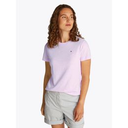 Tommy Hilfiger Damen Rundhalsshirt &raquo;SLUB REG C-NK SS&laquo; mit Flammgarn-Struktur, mit Logostickerei rosa XL (42)